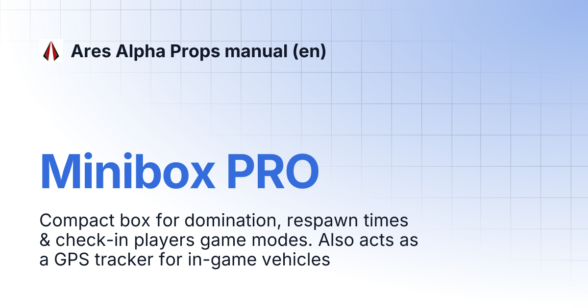 Minibox PRO | Ares Alpha Props manual (en)