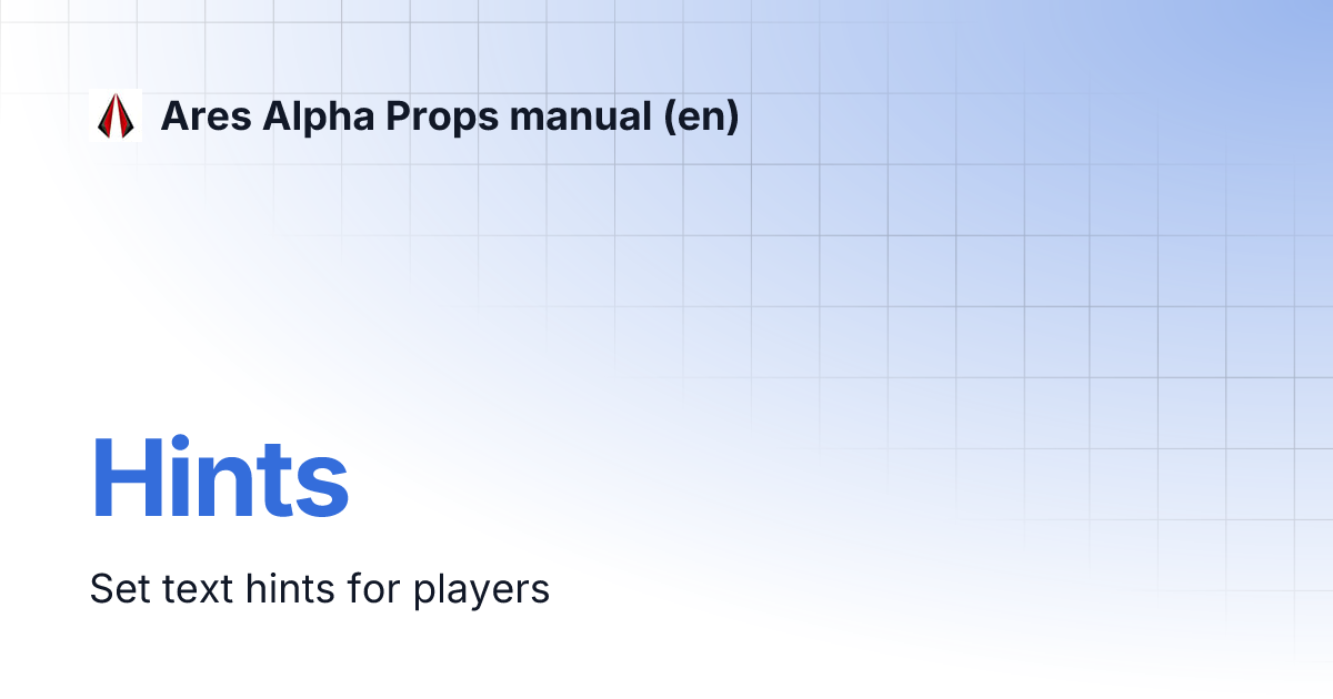 Hints | Ares Alpha Props manual (en)